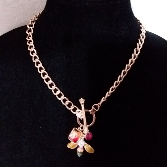 Juicy Couture | Jewelry | Necklace Charm Gold Tone Chain Link Juicy ...